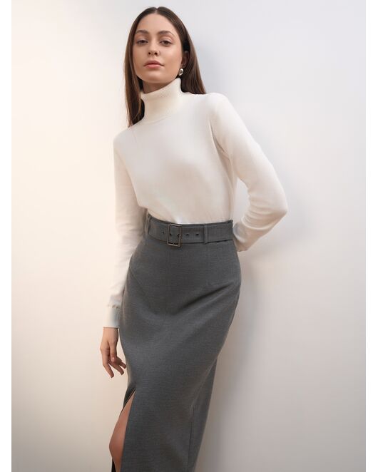 Юбка-карандаш женская со съемным поясом серая : Юбки купить с доставкой