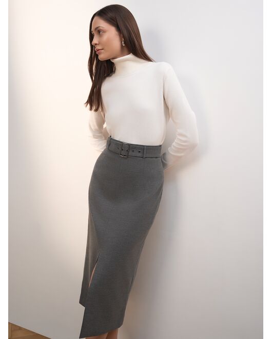 Юбка-карандаш женская со съемным поясом серая : Юбки купить с доставкой
